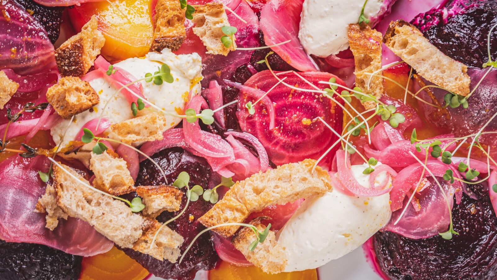 Salt baked beetroot with whipped feta, fennel seed pastry & an orange ...